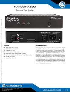2 Input 40-Watt Single Channel Power Amplifier with Global Power Supply ...
